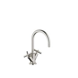 Dornbracht Tara. Zweigriff-Armatur 22513892-06 f&uuml;r Waschtisch, mit Ablaufgarnitur, Ausladung 165 mm, Platin matt