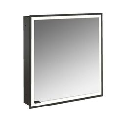 Emco prime Unterputz-Lichtspiegelschrank 949713570 600x730mm, 1 T&uuml;r, Anschlag rechts, schwarz/spiegel