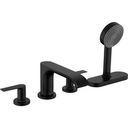 Hansgrohe Vivenis Fertigmontageset 75444670 4-Loch-Wannenrandarmatur, mit sBox, mattschwarz
