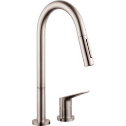 Hansgrohe Axor Citterio Sp&uuml;ltischarmatur 34822800 2 Loch, mit Ausziehbrause, Edelstahl-Optik