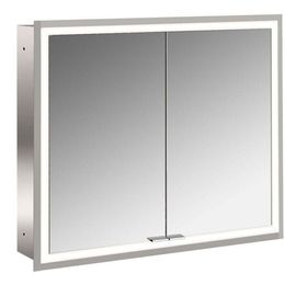 Emco prime Unterputz-Lichtspiegelschrank 949706272 800x730mm, 2-t&uuml;rig, aluminium/spiegel