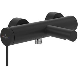Villeroy & Boch Villeroy und Boch Loop + Friends Einhebel-Wannenarmatur TVT106501153K5 mit R&uuml;ckflussschutz, mit Umsteller, Wandmontage, matt black