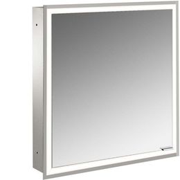 Emco prime Unterputz-Lichtspiegelschrank 949706369 600x730mm, 1 T&uuml;r, Anschlag links, aluminium/weiss