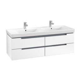 Villeroy & Boch Villeroy & Boch Subway 2.0 Waschtischunterschrank A69210MS, 128,7x42x44,9cm, Weiss Matt, Griff chrom