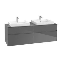 Villeroy & Boch Villeroy & Boch Collaro Waschtischunterschrank C02400FP 160x54,8x50cm, f&uuml;r 2 Waschtische, Glossy Grey