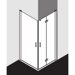 Kermi Diga Eckeinstiegsh&auml;lfte Pendelt&uuml;r DI1EL07818VPK 78x185cm, silber hochglanz, ESG klar Clean, links, auf Duschplatz