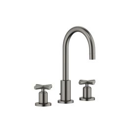 Dornbracht Tara. Drei-Loch-Armatur 20710892-99 f&uuml;r Waschtisch, mit Ablaufgarnitur, Ausladung 135 mm, Dark Platinum matt