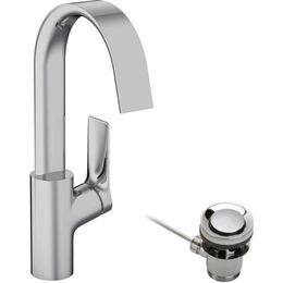 Hansgrohe Vivenis 210 Waschtischarmatur 75030000 mit Schwenkauslauf und Zugstangen-Ablaufgarnitur, chrom