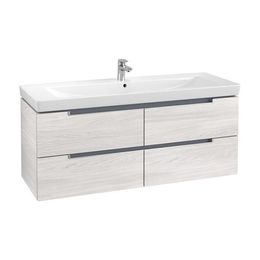Villeroy & Boch Villeroy & Boch Subway 2.0 Waschtischunterschrank A69800E8,128,7x52x44,9cm, White Wood, Griff silber