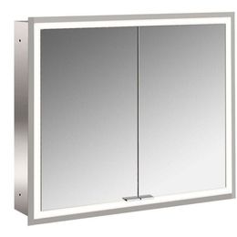 Emco prime Unterputz-Lichtspiegelschrank 949706372 800x730mm, 2-t&uuml;rig, aluminium/weiss