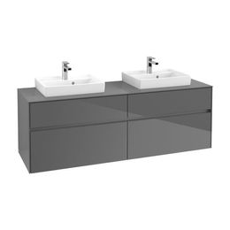 Villeroy & Boch Villeroy & Boch Collaro Waschtischunterschrank C02100FP 160x54,8x50cm, f&uuml;r 2 Waschtische, Glossy Grey