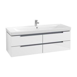Villeroy & Boch Villeroy & Boch Subway 2.0 Waschtischunterschrank A69100DH, 128,7x42x44,9cm, Glossy White,Griff matt