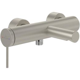 Villeroy & Boch Villeroy und Boch Loop + Friends Einhebel-Wannenarmatur TVT10650115364 mit R&uuml;ckflussschutz, mit Umsteller, Wandmontage, brushed nickel black