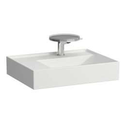 Laufen Kartell Waschtisch 8103357578151, 60x46cm, wei&szlig; matt, Ablage links, 2 Hahnl., Saphirkeramik