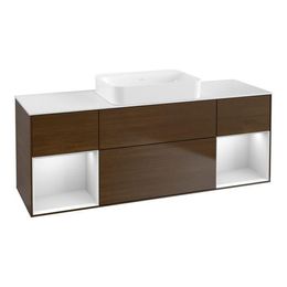 Villeroy & Boch Villeroy und Boch Finion Waschtischunterschrank G741MTGN 160x60,3x50,1cm, Regale White matt lacquer, Walnut veneer
