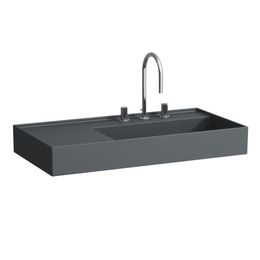 Laufen Kartell Waschtisch H8103397581581 90x46cm, Ablage links, ohne &Uuml;berlauf, 3 Hahnl&ouml;cher, graphit matt