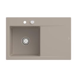 Villeroy & Boch Villeroy und Boch Subway Style 45 Flat Einbausp&uuml;le 334802AM links, mit Ablaufgarnitur, Excenterbet&auml;tigung, almond CeramicPlus, 78 x 51 cm