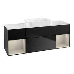 Villeroy & Boch Villeroy und Boch Finion Waschtischunterschrank G741HHPD 160x60,3x50,1cm, Regale sand matt lacquer, Black matt lacquer