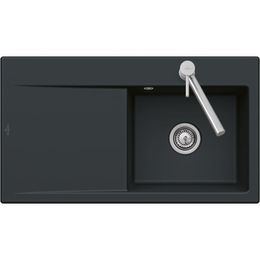 Villeroy & Boch Villeroy und Boch Subway Style 45 Flat Fl&auml;chenb&uuml;ndige Sp&uuml;le 33470FR7 Sp&uuml;lbecken rechts, pure black, 78 x 51 cm