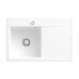 Villeroy & Boch Villeroy und Boch Subway Style 45 Flat Einbausp&uuml;le 334802R1 links, mit Ablaufgarnitur, Excenterbet&auml;tigung, wei&szlig; alpin CeramicPlus, 78 x 51 cm