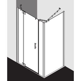 Kermi Filia XP Pendelt&uuml;r 1-fl&uuml;gelig mit Festfeldern FX1GL18018VUK 180 x 185 cm, silber hochglanz, ESG SR Opaco, links, auf Duschwanne