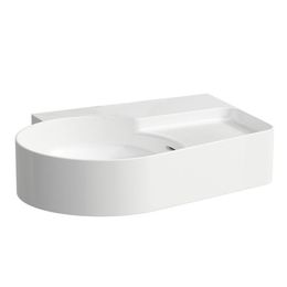 Laufen Val Aufsatzwaschtisch H8162887571091 53x40cm, wandmontiert, Unterseite geschliffen, mit &Uuml;berlauf, ohne Hahnloch, wei&szlig; matt