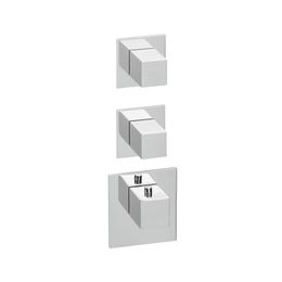 Herzbach Logic XL Fertigmontageset 11.522010.2.01 Universal-Thermostat-Modul, 3 eckige Armaturenblenden, chrom