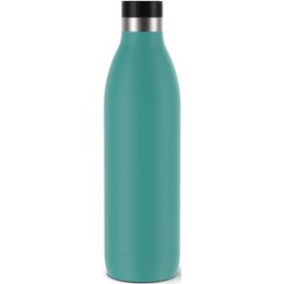Isolierflasche Emsa "Trinkflasche Bludrop", blau (petrol), H:30cm, Edelstahl, Trinkflaschen, 1 Liter, auslaufsicher, 360-rundum-Trinköffnung, 40 h kalt, 20 h warm