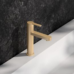 KEUCO IXMO Flat Einhebel-Waschtischmischer 59501253101 Ausladung 124mm, ohne Ablaufgarnitur, Rosette rund, messing geb&uuml;rstet