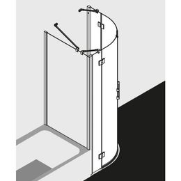 Kermi Liga Viertelkreis-Schwingt&uuml;r bodenfrei mit 2 Festfeldern LIE5509020VAK 90x90x200cm, silber/hochglanz