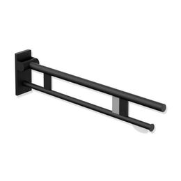 HEWI System 900 Mobiler St&uuml;tzklappgriff 900.50.41660DC Ausladung 850 mm, Edelstahl pulverbeschichtet schwarz tiefmatt, rechts