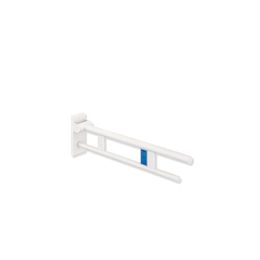 HEWI System 900 Mobiler St&uuml;tzklappgriff 900.50.41860DX Ausladung 700 mm, Edelstahl pulverbeschichtet wei&szlig; tiefmatt, links, Sp&uuml;lausl&ouml;sung Funk