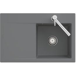 Villeroy & Boch Villeroy und Boch Subway Style 45 Flat Fl&auml;chenb&uuml;ndige Sp&uuml;le 33472FR7 rechts, mit Ablaufgarnitur, Excenterbet&auml;tigung, pure black, 78 x 51 cm