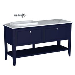Vitra Valarte Einbauwaschtisch-M&ouml;bel-Set 65784 118x52x87,5cm, links, 2 Vollausz&uuml;ge, Korpus stahlblau/Waschtisch wei&szlig; hochglanz