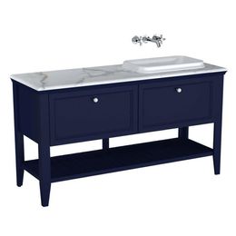 Vitra Valarte Einbauwaschtisch-M&ouml;bel-Set 65785 118x52x87,5cm, rechts, 2 Vollausz&uuml;ge, Korpus stahlblau/Waschtisch wei&szlig; hochglanz