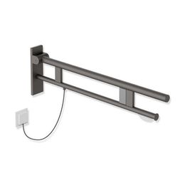 HEWI System 900 St&uuml;tzklappgriff 900.50.19760SC Ausladung 850 mm, Edelstahl pulverbeschichtet dunkelgrau perlglimmer tiefmatt, rechts