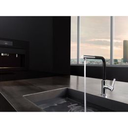 Kludi L-INE S K&uuml;chenarmatur 408518775 chrom/schwarzmatt, herausziehbarer Auslauf