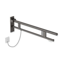 HEWI System 900 St&uuml;tzklappgriff 900.50.19860SC Ausladung 900 mm, Edelstahl pulverbeschichtet dunkelgrau perlglimmer tiefmatt, rechts