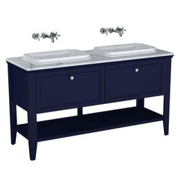Vitra Valarte Einbauwaschtisch-M&ouml;bel-Set 65786 149,5x52x87,5cm, links/rechts, Korpus stahlblau/Waschtisch wei&szlig; hochglanz