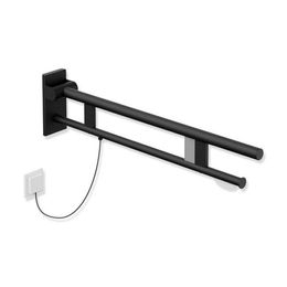 HEWI System 900 St&uuml;tzklappgriff 900.50.13260DC Ausladung 850 mm, Edelstahl pulverbeschichtet schwarz tiefmatt, rechts