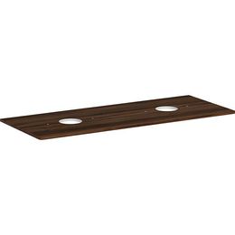 Hansgrohe Xelu Q Konsole 54118630 1360 x 550 mm, 2 Ausschnitte, Aufsatzwaschtisch ohne Hahnloch, Nussbaum dunkel