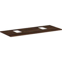 Hansgrohe Xelu Q Konsole 54125630 1360 x 550 mm, 2 Ausschnitte, Aufsatzwaschtisch mit Hahnloch, Nussbaum dunkel