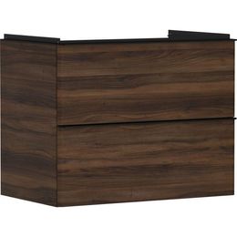 Hansgrohe Xelu Q Waschtischunterschrank 54030670 780x605x475mm, 2 Schubladen, Nussbaum dunkel, mattschwarz