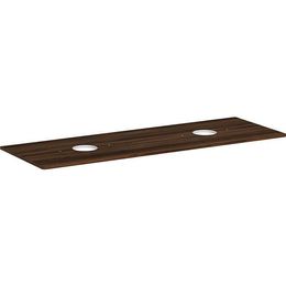 Hansgrohe Xelu Q Konsole 54119630 1560 x 550 mm, 2 Ausschnitte, Aufsatzwaschtisch ohne Hahnloch, Nussbaum dunkel