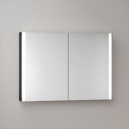 KEUCO Somaris Spiegelschrank mit Beleuchtung 14503372101 100 x 71 x 12,7 cm, schwarz matt, 2 T&uuml;ren, Wandvorbau, Spiegelheizung