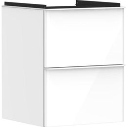Hansgrohe Xelu Q Waschtischunterschrank 54019700 480x605x475mm, f&uuml;r Handwaschbecken, 2 Schubladen, wei&szlig; hochglanz, mattwei&szlig;