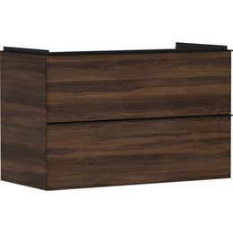 Hansgrohe Xelu Q Waschtischunterschrank 54034670 980x605x475mm, 2 Schubladen, Nussbaum dunkel, mattschwarz