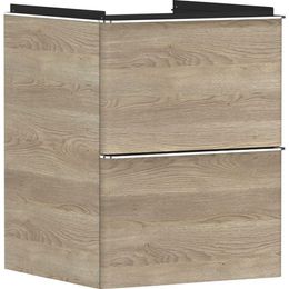 Hansgrohe Xelu Q Waschtischunterschrank 54021000 480x605x475mm, f&uuml;r Handwaschbecken, 2 Schubladen, Eiche Natur, chrom
