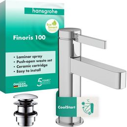 Hansgrohe Finoris Einhebel-Waschtischarmatur 76012000 ComfortZone 100, mit Push-Open-Ablaufgarnitur, chrom