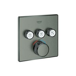 Grohe Grohtherm Smartcontrol Fertigmontageset 29126AL0 hard graphite geb&uuml;rstet, eckig, UP-Thermostat, 3 Absperrventile